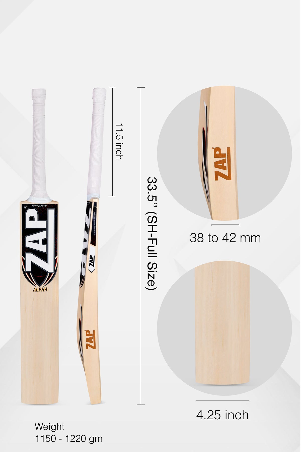 ZAP Alpha Kashmir Willow Cricket Bat – ZAP Cricket